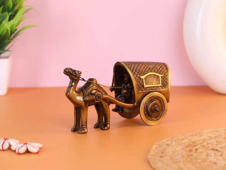 Brass Camel Cart - KVR Art Villa