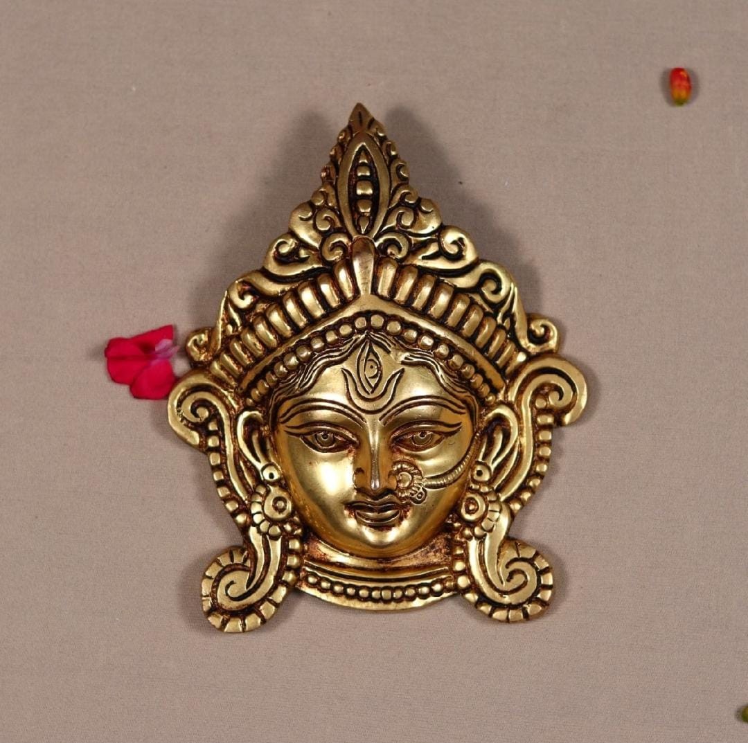Brass Durga Devi Face - KVR Art Villa
